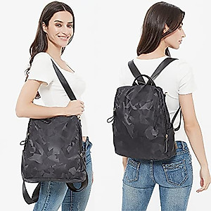 LXYGD Waterproof Nylon Women Backpack Multipurpose Shoulder Hobo Handbags Antitheft School Travel Daypacks Backpacks Purse (Camo black)
