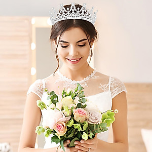 Makone Silver Crystal Tiaras Crowns for Women, Headband Queen Crown with Comb for Girls Bridal Wedding Birthday Prom Christmas Halloween Party
