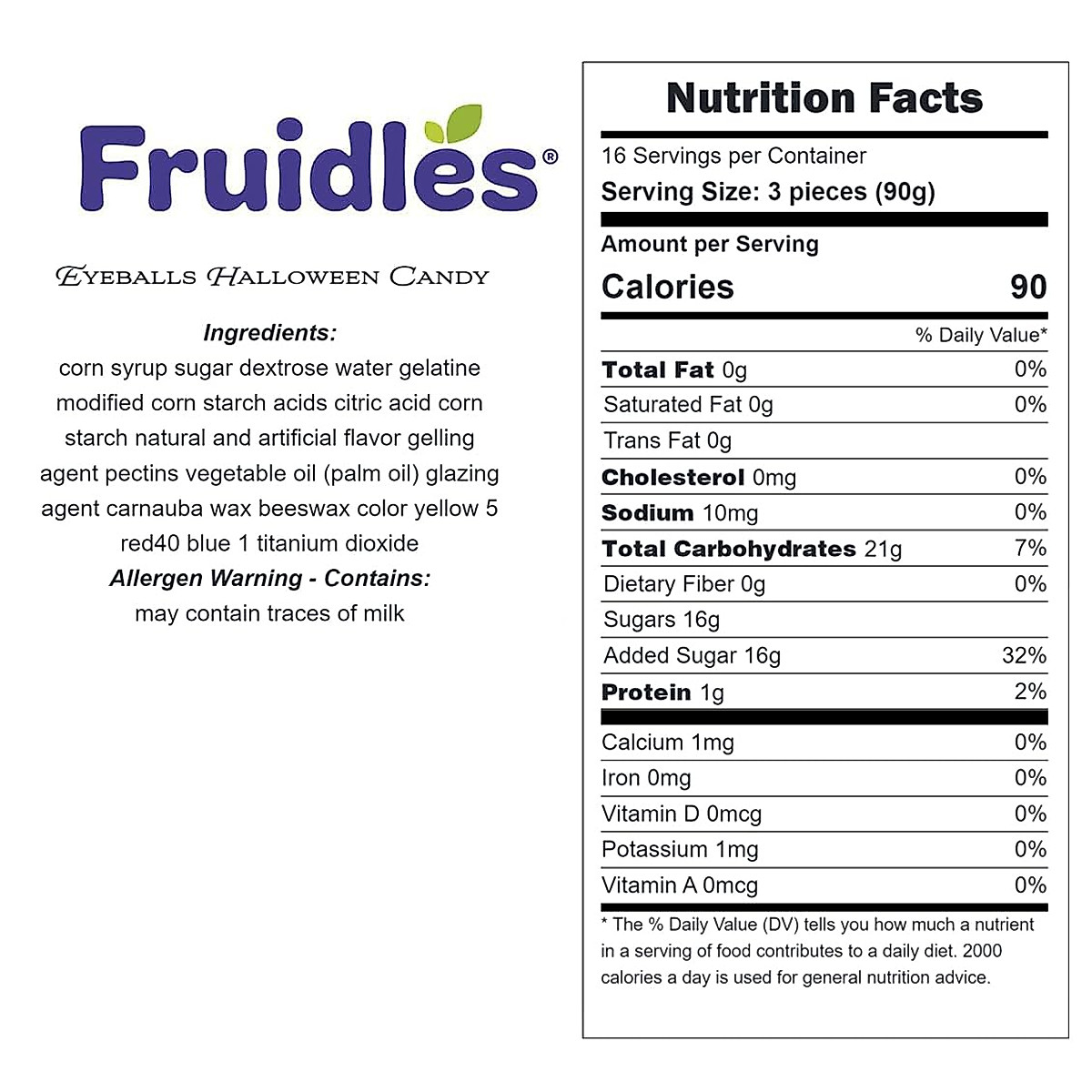 Fruidles Gummy Eyeballs Halloween Candy, Trick-Or-Treat Party Bag Fillers, Party Favor (Half-Pound)