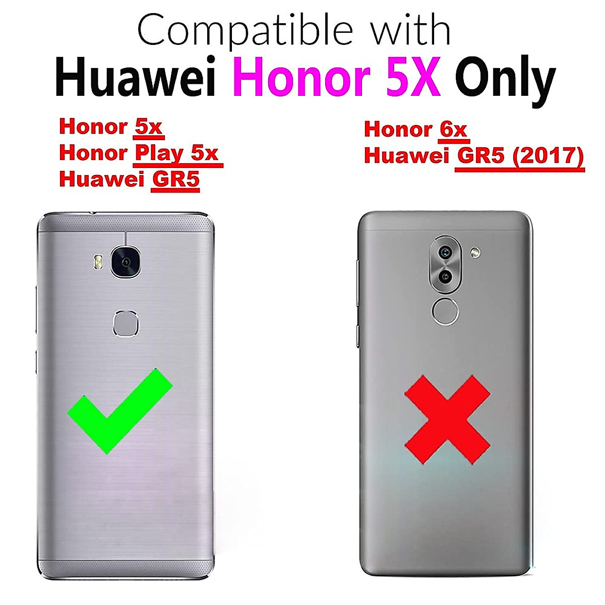 ELISORLI Compatible with Huawei Honor 5X Case Rugged Thin Slim Cell Accessories Anti-Slip Fit Rubber TPU Mobile Phone Protection Silicone Soft Bumper Cover for Hawaii GR5 Honor5X X5 Women Men Black
