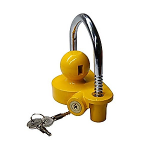 GOHAWKTEQ Universal Coupler Lock Universal Coupler Trailer Hitch Security Lock Adjustable Storage Security Heavy-Duty Steel fits 1-⅞", 2", and 2-5/16" couplers Replaces#72783