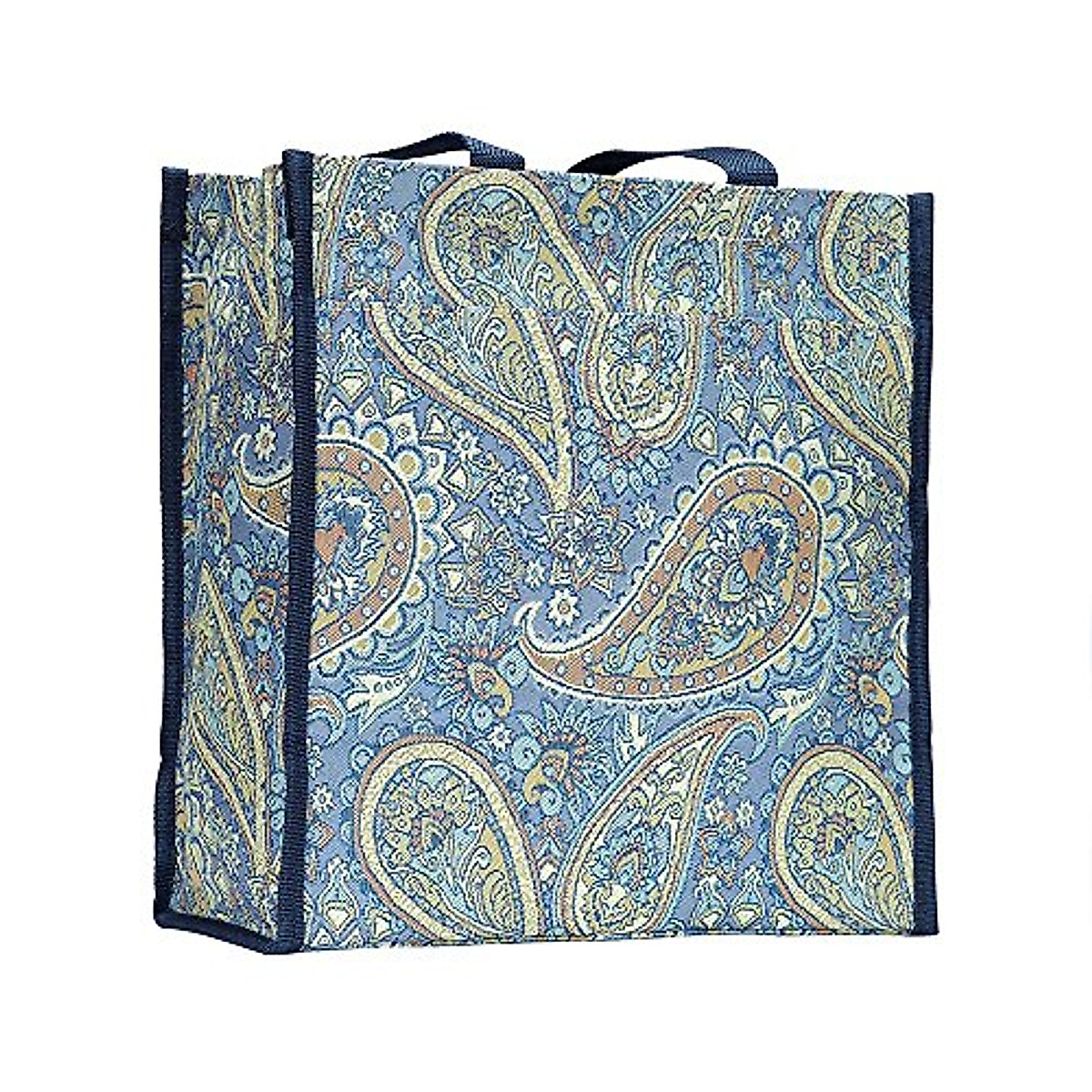 Signare Wildflower Paisley Blue Grocery Shopping Tote Bag for Women Tapestry/SHOP-PAIS