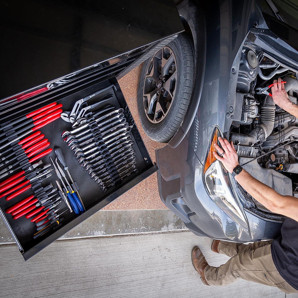 ToolBox Widget - Large Plier Organizer Rack for Tool Box Drawer,DIY Series, NON-MAGNETIC, Expandable and Modular, Holds 12 Large Pliers, Connects to Other DIY Tool Organizers - 2 pack
