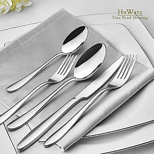 HaWare 65-Piece Silverware Set with Serving Utensils, Stainless Steel Flatware Cutlery Set for 12, Fancy Tableware Eating Utensils for Home Kitchen Restaurant Hotel, Mirror Polished, Dishwasher Safe