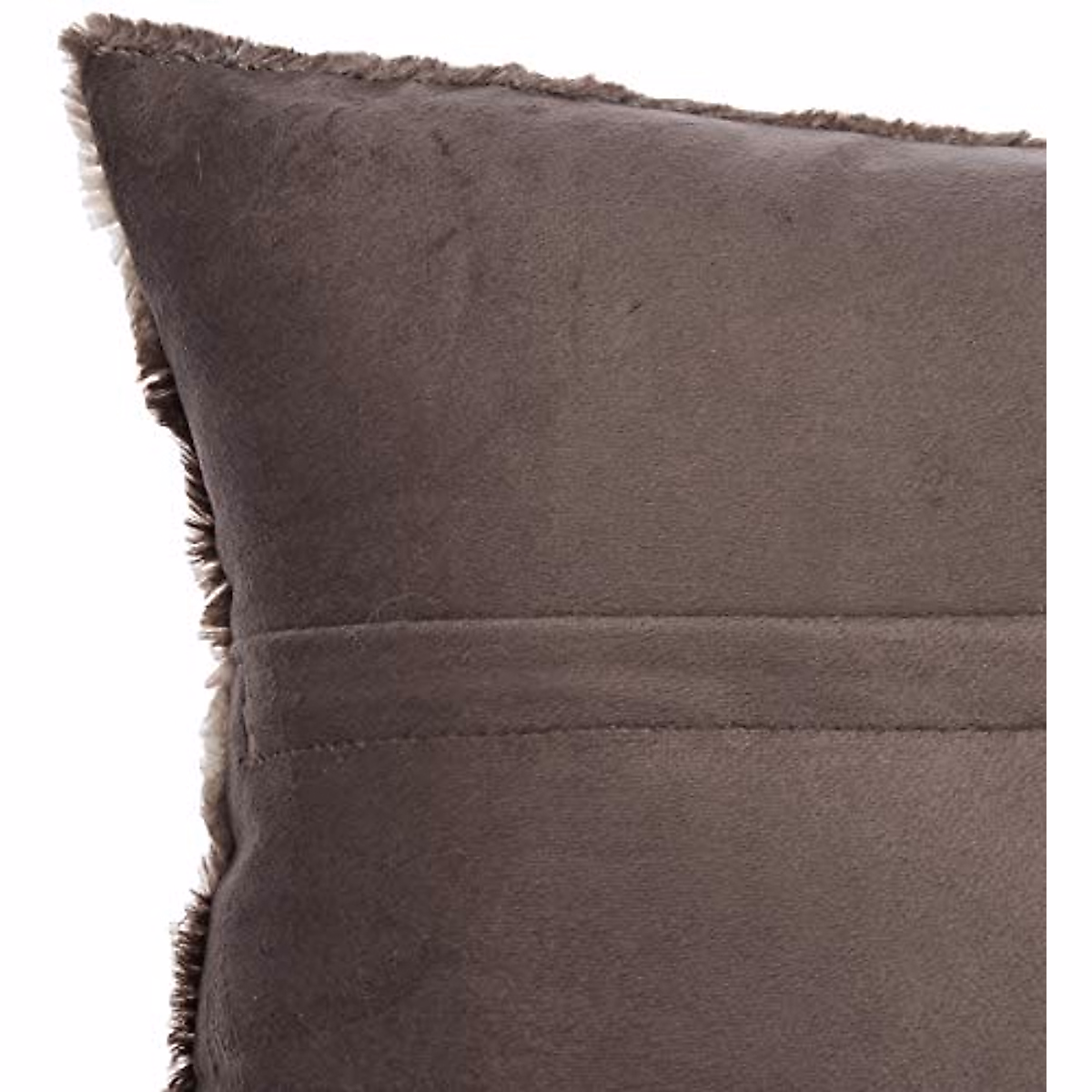 North End Decor Faux Fur Throw Pillow 18"x18" with Insert, Mink Brown White Striped Plush