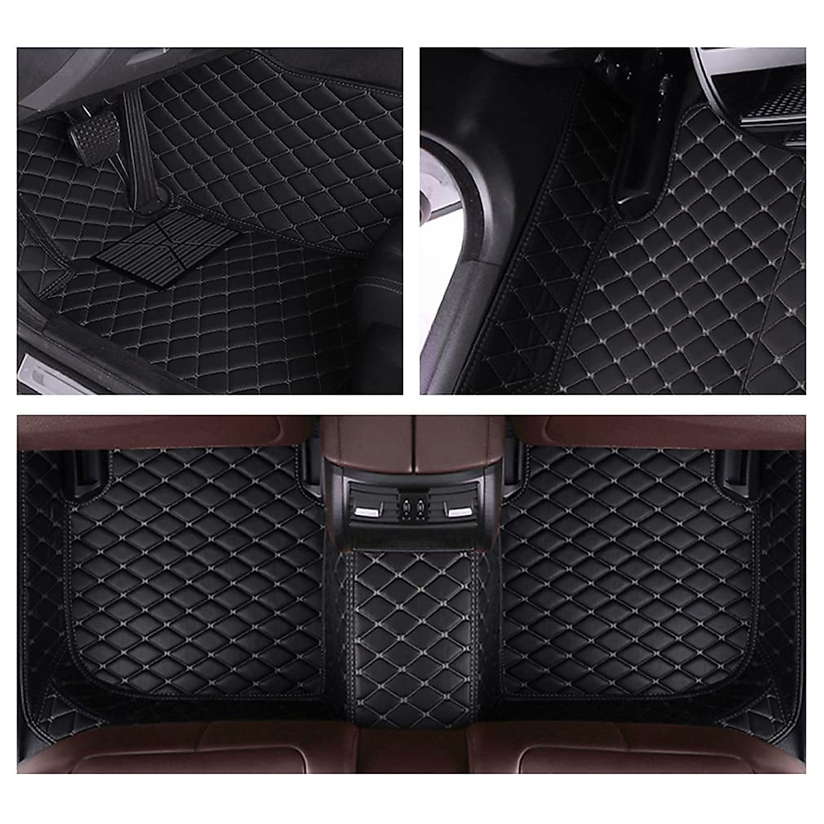 Car Floor Mats for Dodge Journey 7seat 2009-2017,Leather Luxury Floor Liner All Weather Protection Carpet,red and Black
