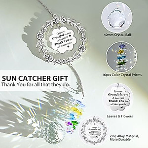 Thank You Gifts for Women, Sun Catcher Gift with Engraved Thank You Message, Hanging Crystal Suncatcher Ornament for Window Rainbow Maker, Appreciation Gift, Gratitude Gifts for Friend Family Teacher