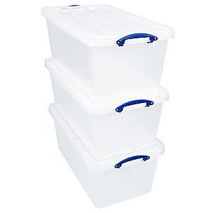 Really Useful Plastic Storage Box 82 Litre Clear (Pack of 3)