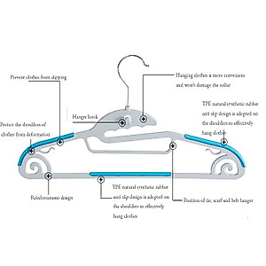 Sisnails Coat Hanger with Clothes Hanger Connector Hooks,Non-Slip Design, 0.2 Inches Thick, 360 Degree Swivel Hook,Dark Gray,10Pack