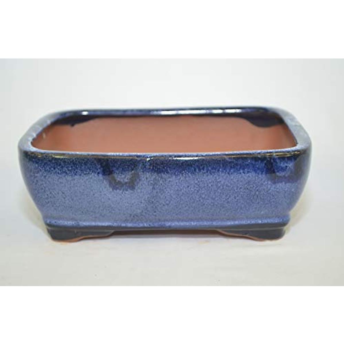 Bonsai Ceramic Pot 8" Blue with 2 Tone Color, Glazed with draining Holes.