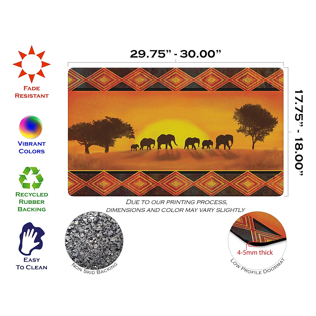 Toland Home Garden 800296 Savanna Sunset Safari Door Mat 18x30 Inch Tropical Outdoor Doormat for Entryway Indoor Entrance