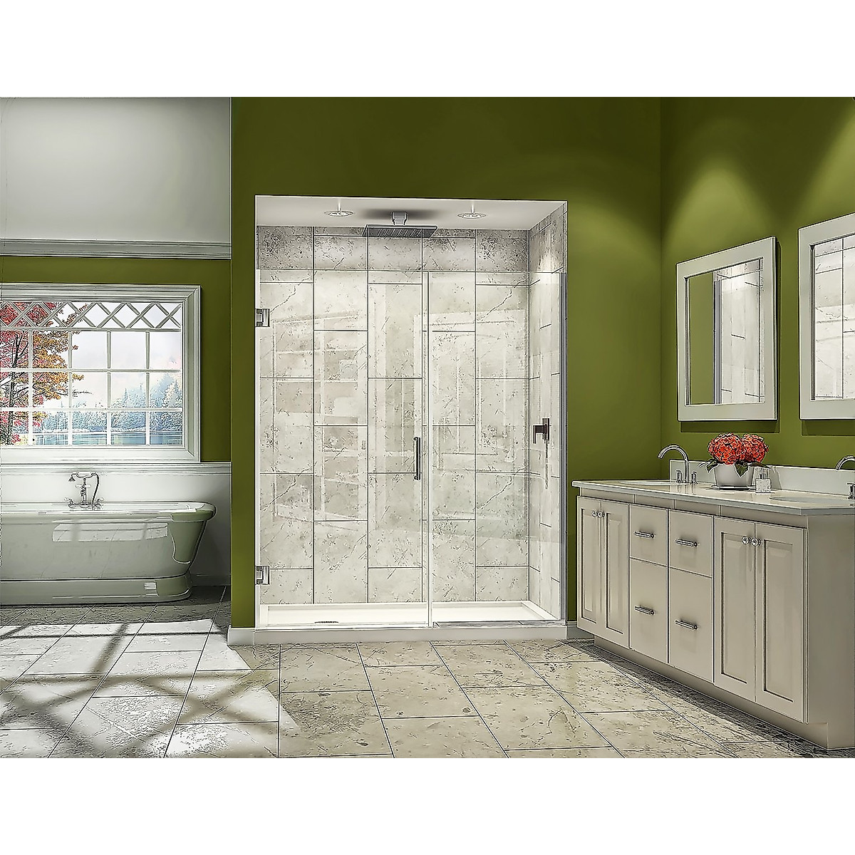 DreamLine Unidoor Plus 45 1/2 - 46 in. W x 72 in. H Frameless Hinged Shower Door in Chrome, SHDR-244557210-01