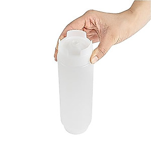 Restaurantware First In First Out 16 Ounce Condiment Squeeze Bottle 6 Refillable Lid FIFO Squeeze Bottle - Precision Dispensing Tip Flexible Clear Plastic Squeeze Bottle For Sauces