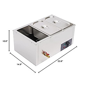 3-Pan Electric Commercial Food Warmer Steamer, 110V 850W Stainless Steel Bain-Marie Buffet Countertop Buffet Steamer Steam Table Wet Heat (3-pan)