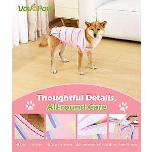 VavoPaw Dog Surgery Suit, Soft Breathable Dog Onesie for Surgery, Dog Bodysuit for Female Male Puppies, Puppy Cone E-Collar Alternative for Wounds Skin Diseases After Surgery, M, Pink