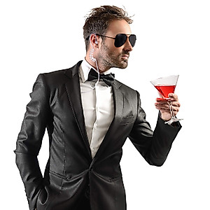 Gejoy 4 Pieces Secret Service Costume Cosplay Set Security Earpiece Earplugs Acoustic Tube Ring Bearer Headset and Sunglasses Ring Wedding Bearer Security (Black Glasses Frame)