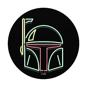 Star Wars Boba Fett Neon Line Art Helmet PopSockets PopGrip: Swappable Grip for Phones & Tablets