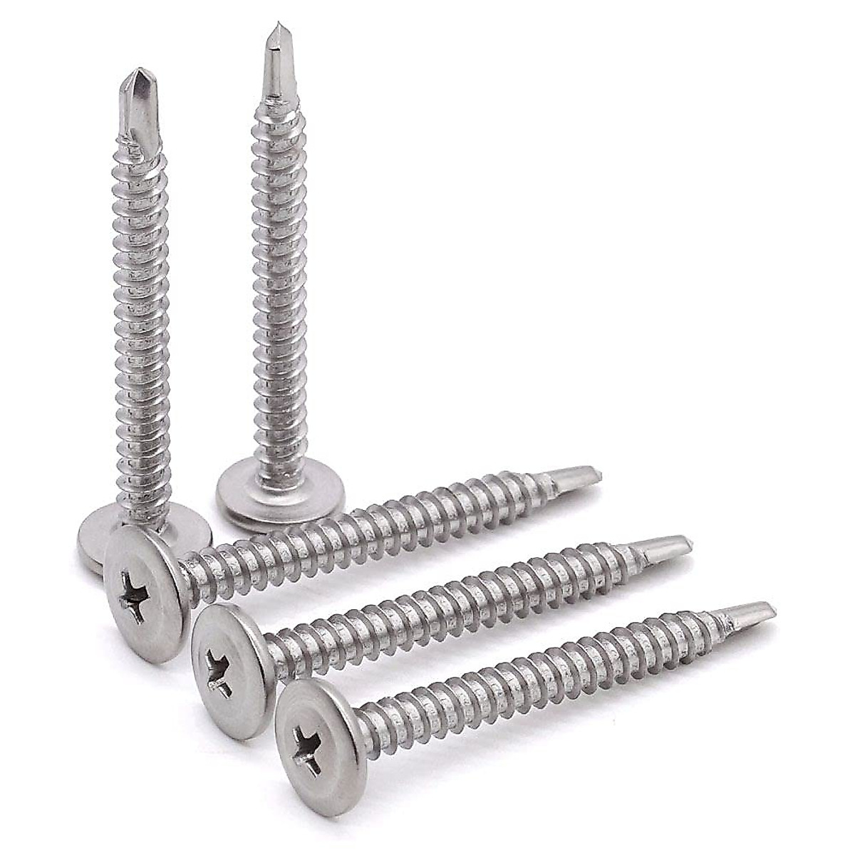 50pcs #10 x 2 Phillips Wafer Head Self Drilling Screw, 410 Stainless Steel, Modified Truss Head Quick Self Tapping Screws for Sheet Metal, Wood, Plastic, Without Pre-drilled Holes