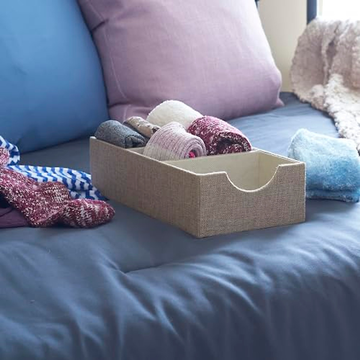 Household Essentials Brown 722-1 Deep 3 Section Drawer Organizer Box for Storage | 12 in x 6.13 in x 3.13