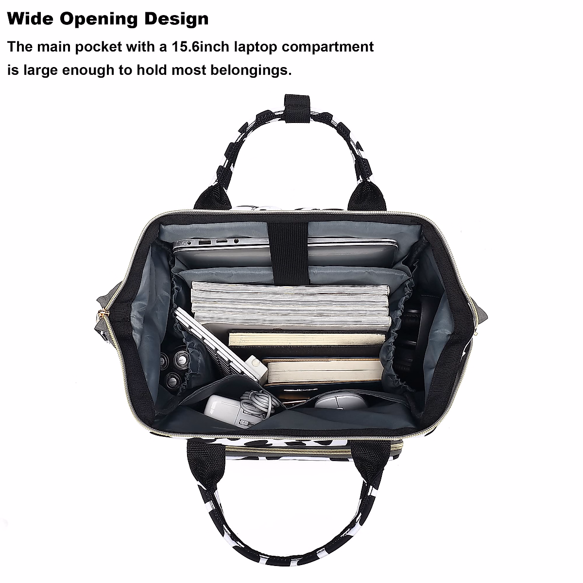 Yusudan Cow Print Laptop Backpack for Womens Girls, College Backpacks School Bag Bookbag 15.6 Inch Computer Backpack