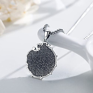 Aututer Aztec Ouroboros Necklace Sterling Silver Sun God Necklace Round Pendant Aztec Jewelry for Men Women Halloween Christmas Jewelry Gifts