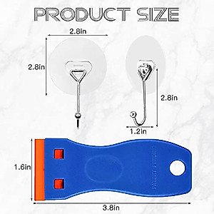 ZOCONE 20 Pcs Transparent Large Adhesive Hooks with Plastic Razor Blade Scraper, Waterproof Stainless Steel Sticky Hooks for Hanging Heavy Duty, Wall Hangers Without Nails for Home Kitchen (Round)