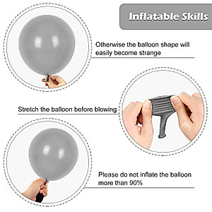 RUBFAC 154pcs Gray Balloons Different Sizes 18 12 10 5 Inches for Garland Arch, Premium Gray Latex Balloons for Birthday Baby Shower Graduation Wedding Anniversary Party Decorations