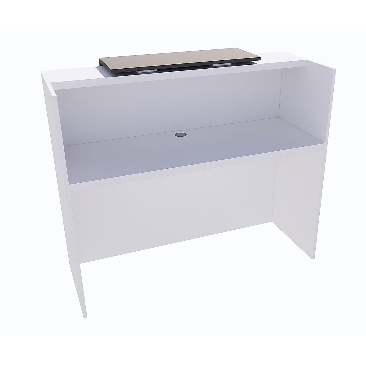 UGOS ICN 53" Modern Reception Desk, Multifunctional Modern Transaction Counter Top, Laminate Desktop, Standing Front Table for Office, Home, School, Salon, Spa - White & Anthracite Gray