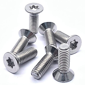 M6-1.0×18mm 304 Stainless Steel Countersunk Head Torx Screws 20pcs, Full Thread Screws, Standard Torx Drive Head. (Size: M6x18mm)