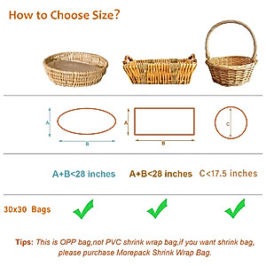 Morepack Large Cellophane Bags for Gift basket 30x30 Inches Clear Basket Bags 20 Pieces