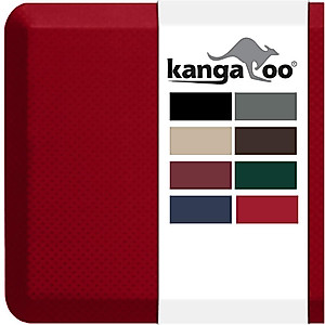 KANGAROO Thick Ergonomic Anti Fatigue Mats for Kitchen Floor, 39x20, Cushioned Standing Office Desk Mat, Waterproof Scratch Resistant Topside, Supportive All Day Comfort Padded Foam Rugs, Red