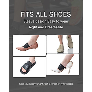 VEGPOET Plantar Fasciitis Relief - Copper Arch Support Braces/Sleeves with Gel Pads, Flat Foot Pain Relief (Men & Women,1 Pair,Black)