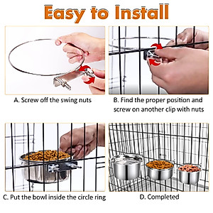 Dog Crate Water Bowl, 3 pcs Stainless Steel Dog Bowls, Durable Anti-Spill Pet Metal Bowl for Cage Kennel Crate, Hanging Water/Food Bowl for Medium & Large Dogs (7.1x3.5'' & 6.3x2.6'' & 5.5x3.1'')