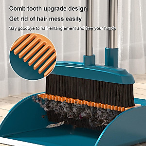 RUNLAIKEJI Broom and Dustpan Set for Home, Dustpan and Broom Set Long Handle, Kitchen Broom and Dustpan Set, Dust Pan and Broom Combo, for Home Kitchen Room Office Lobby Indoor Floor Cleaning