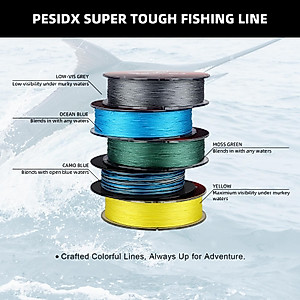 Pesidx Braided Fishing Line, Abrasion Resistant Braided Lines, High Sensitivity and Zero Stretch, 4 Strands to 8 Strands with Smaller Diameter