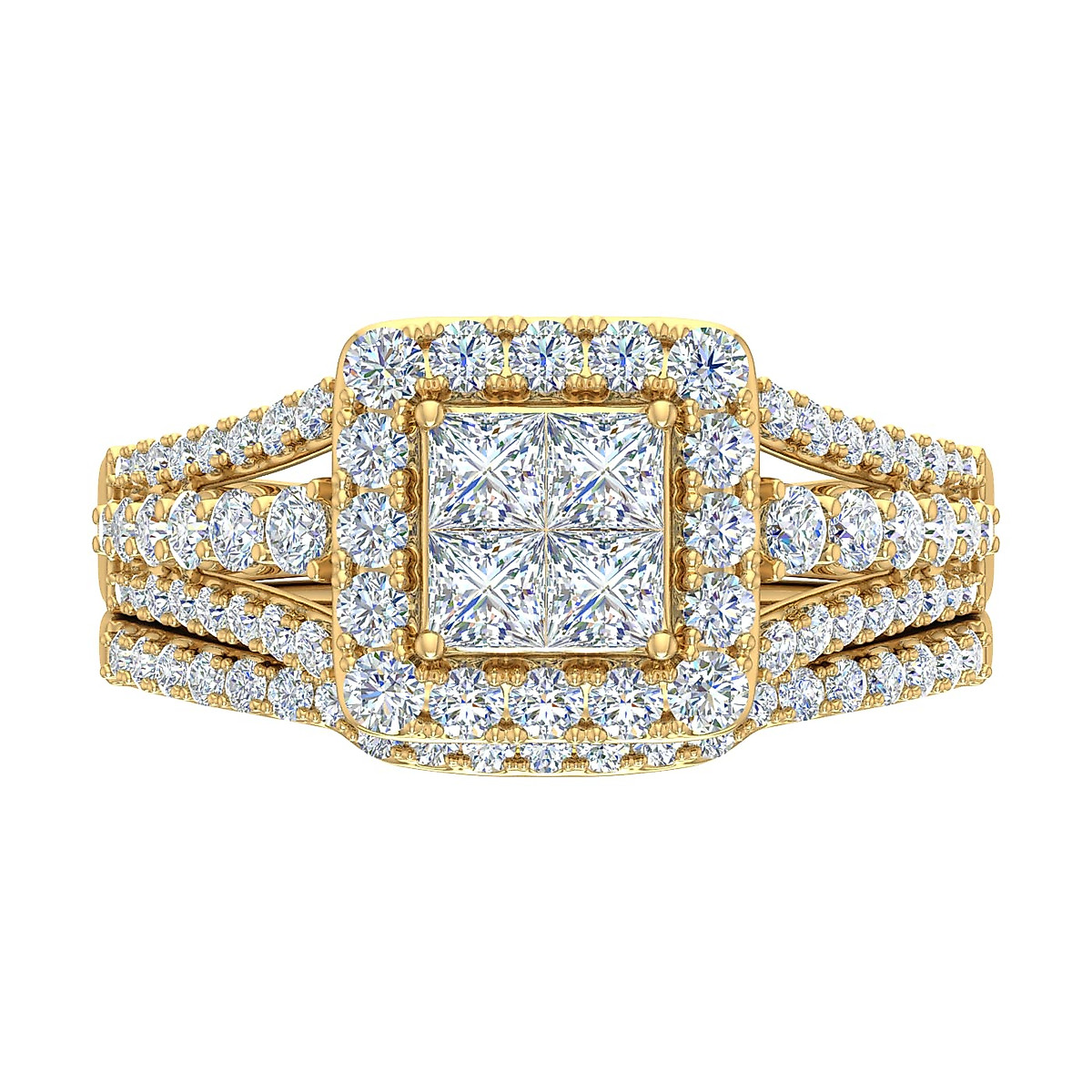 FINEROCK 1 1/2 Carat Diamond Engagement Ring Band in 14K Yellow Gold (Ring Size 5.75)