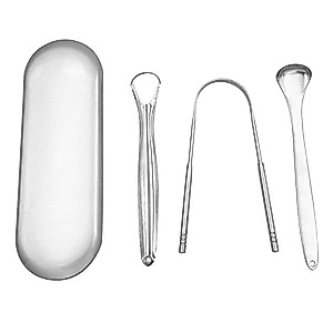 Tongue Scraper Set, Stainless Steel Smoothing Surfaces Safe Tongue Cleaner Tongue Cleaning Tool, Easy to Clean for reducing Bad Breath