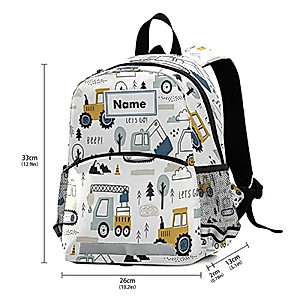 Custom Kid's Name Cute Toddler Backpack Personalized Childish Truck Excavator Mini Bag for Baby Girl Boy Age 3-7