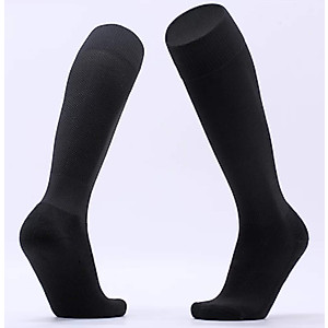 Socks Knee High Basketball Socks Men Long Soccer Hockey Baseball Athletic Hose (New Black)
