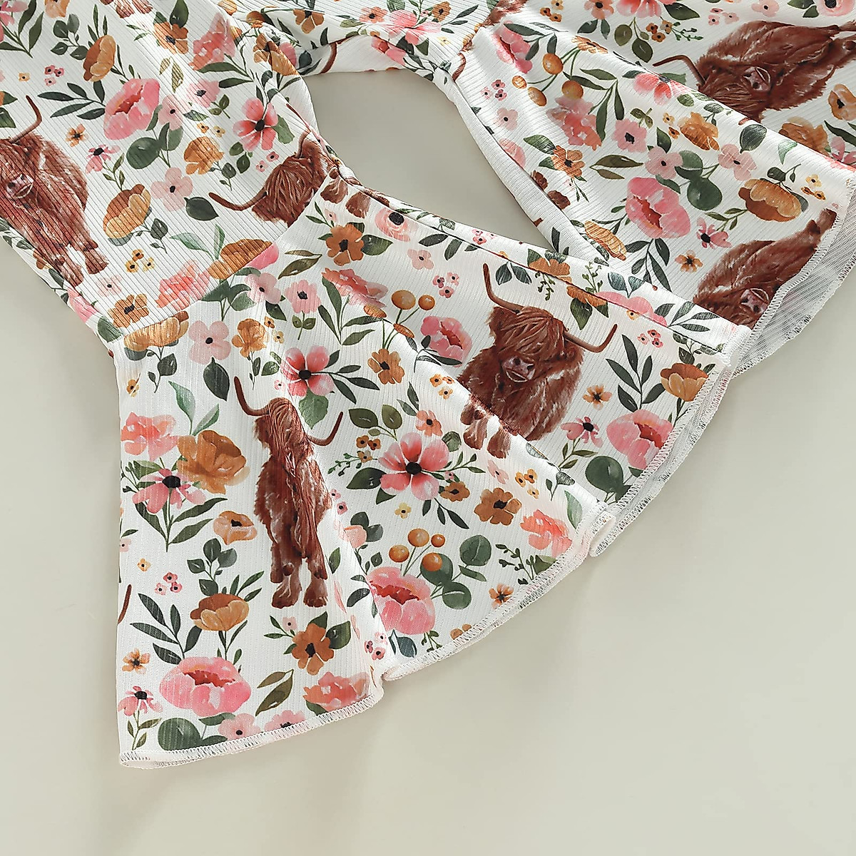 Karuedoo Toddler Baby Girl Western Outfit Daddy's Little Cowgirl Sweatshirt Top Cow Flared Pants Set 2PCS Fall Winter Outfits(Daddy's Little Cowgirl, 12-18 Months)