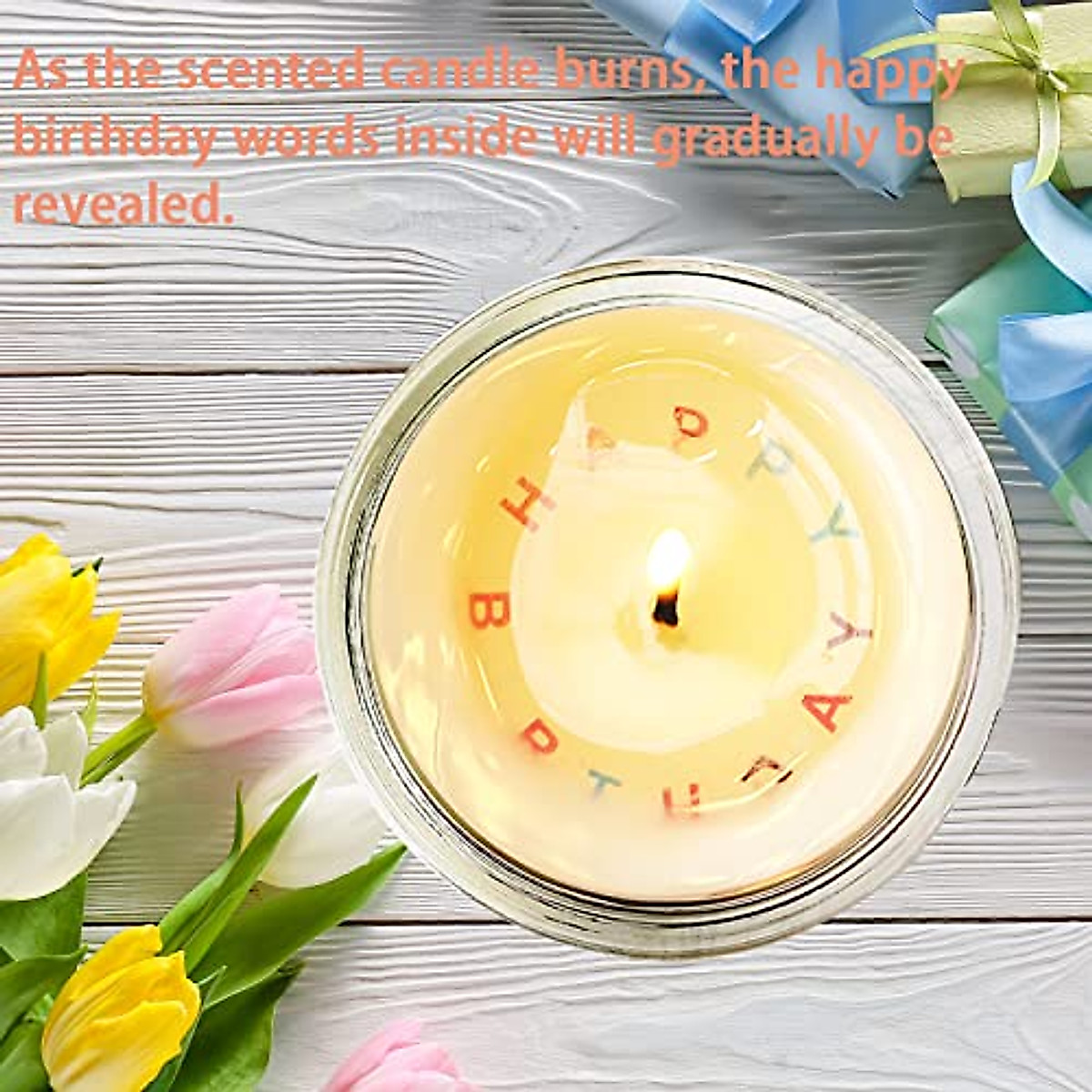 Vlipoeasn Happy Birthday Scented Candle Gifts for Her | Unique Gift for Best Friend Happy Birthday Hidden in Candle | Funny Soy Wax Candles Scents of Vanilla Gift Idea for Sister Mom Coworker 7OZ