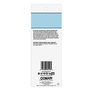 Conair Detangle & Style Wide-Tooth Comb and Travel Hairbrush Set, Detangler Brush and Comb Set, 2 Count, Color May Vary