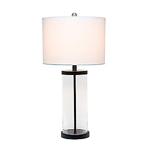 Elegant Designs LT3323-BLK Modern Coastal Style Enclosed Clear Glass Metal Table Lamp, Black