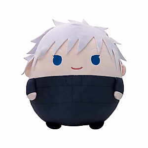 LINKOM Anime Plush Doll Figures Gojo Satoru Yuji Itadori Soft Plushie Stuffed Toys Keychain Round Cushion Pillow Cosplay Props Keyring (22cm/8.66inch, Gojo Satoru B)