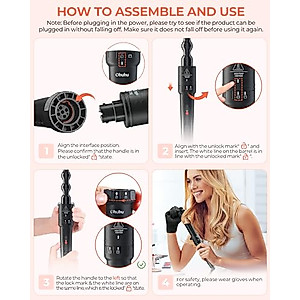 5 in 1 Curling Wand Set: Ohuhu Curling Iron Wand 5Pcs 0.35 to 1.25 Inch Interchangeable Ceramic Barrel Heat Protective Glove 2 Clips Dual Voltage Hair Curler for Girls Women Mother Gift Black