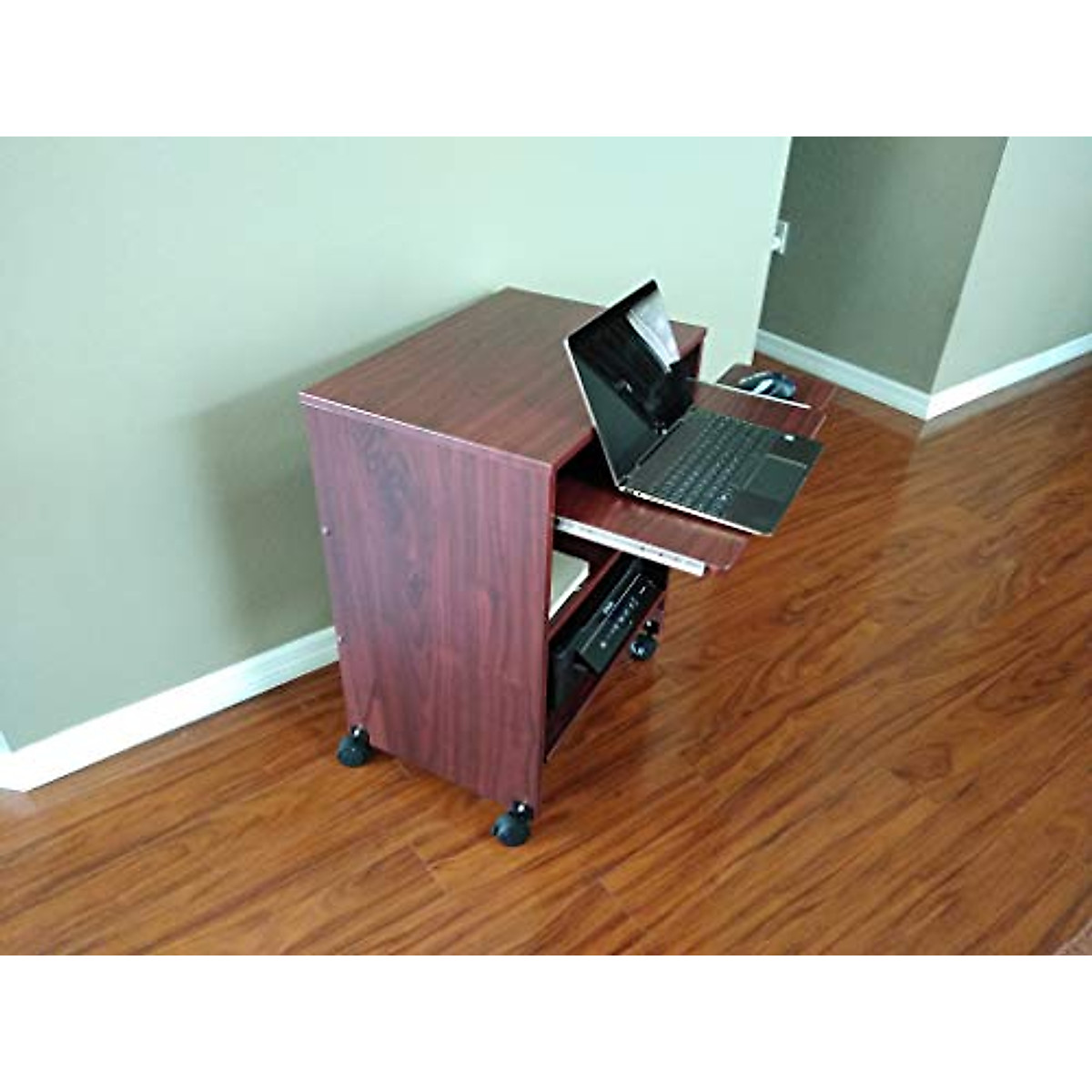 Narrow Computer Laptop desk w/sliding printer shelf - 24" W S2326