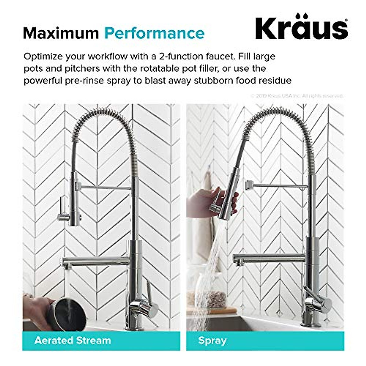 KRAUS Artec Pro 2-Function Commercial Style Pre-Rinse Kitchen Faucet with Pot Filler in Brushed Gold, KPF-1603BG (Pack of 3)