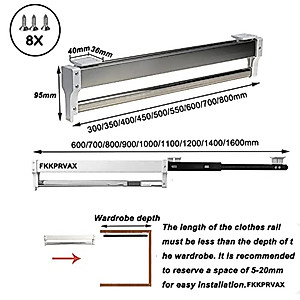 Pull Out Closet Clothes Hanger Rail,Extendable Closet Rod 30-80cm,Wardrobe Clothing Rail,Closet Organizer Rack for Pants and Coat,Load 25kg (Size : 800mm/31.5inch)