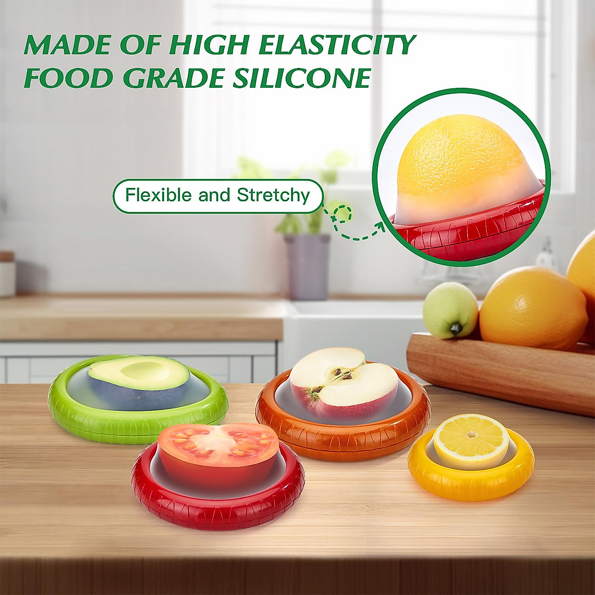 Avocado Saver - 4PCS Reusable Silicone Food Savers Avocado Keeper for Refrigerator Avocado Holder Saver Keeper Onion Holder Potato and Onion Storage Great for Avocado Onions Lemons Potatoes etc