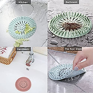 Hair Catcher Rubber Stopper Shower Drain Covers for Bathroom, Bathtub, Handbasin, Tub, Kitchen, Sink, Strainer, Sewer, Plug, Filter, Trap, Home, Drain Protectors, Easy to Install and Clean 5 Pack